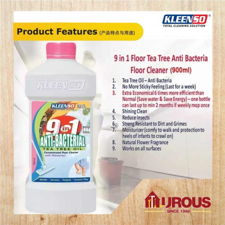 KLEENSO 9 IN 1 FLOOR CLEANER PINK (0.9LITRE) - Aurous | Tick Hong Hardware