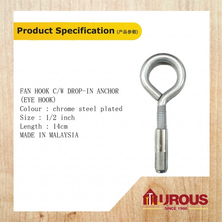 FAN HOOK C/W DROP-IN ANCHOR / BRACKET / SCREW AT MIDDLE -1 PIECE ...