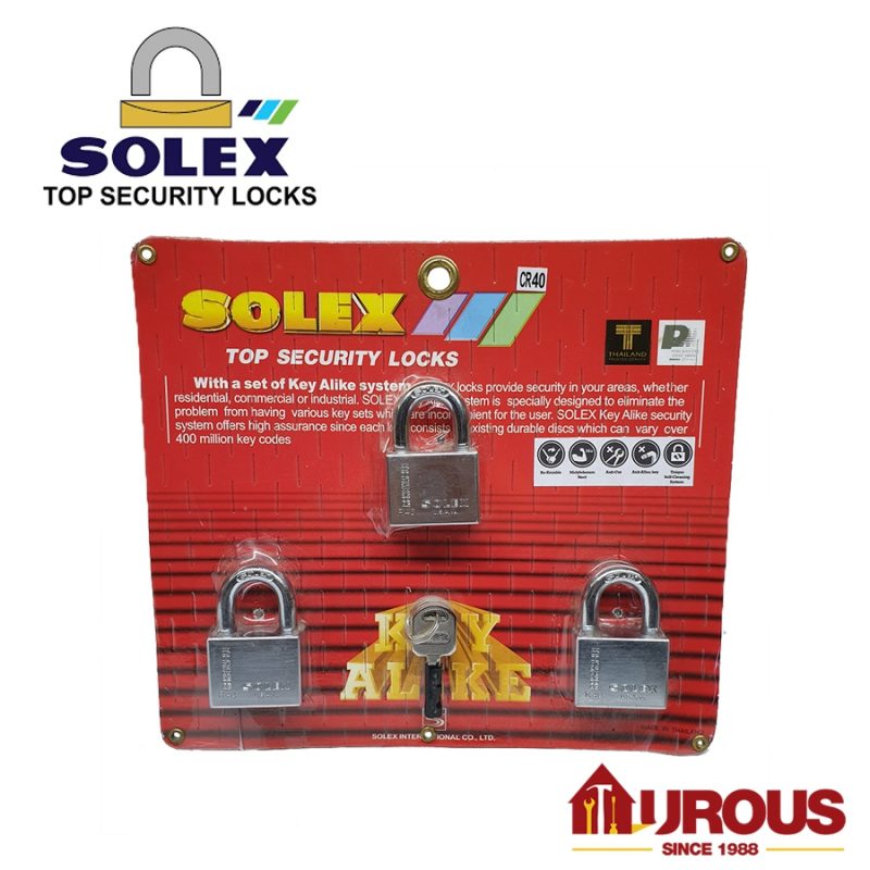 Solex Security Padlock CR 40mm x 3pcs - Aurous | Tick Hong Hardware
