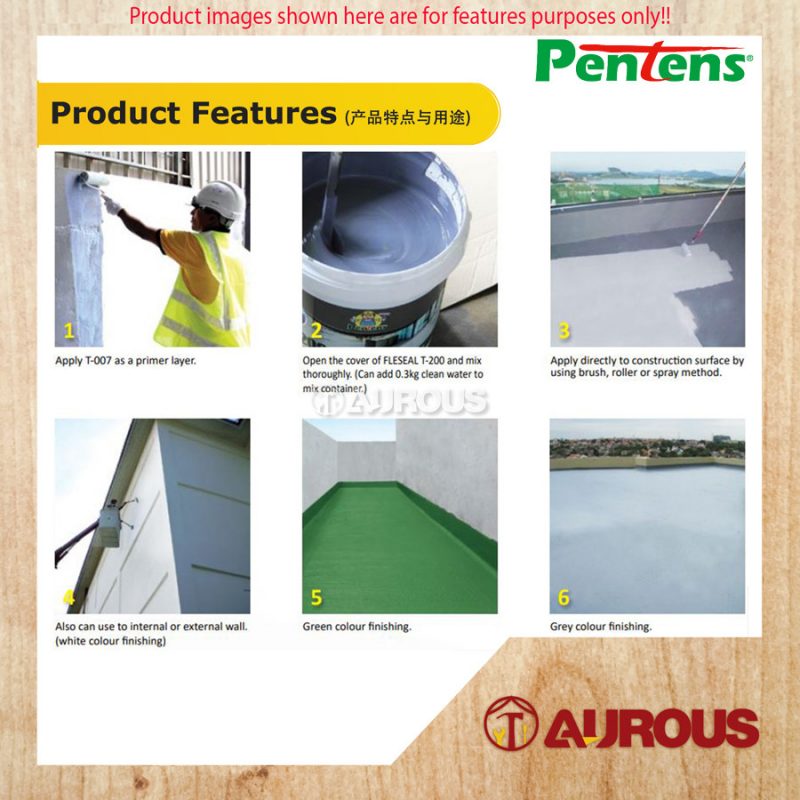 PENTENS PU WATERPROOFING COATING FLESEAL T-200H GREY/WHITE (4.5 KG ...