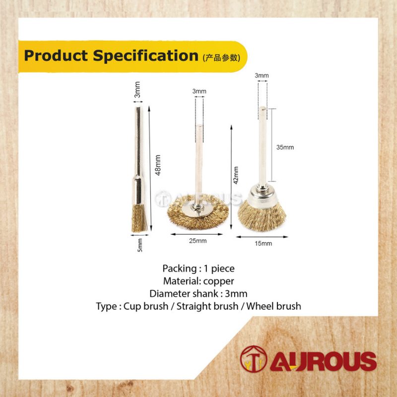 COPPER WHEEL/CUP/STRAIGHT BRUSH (3MM SHANK) - 1 PIECE - Aurous | Tick ...