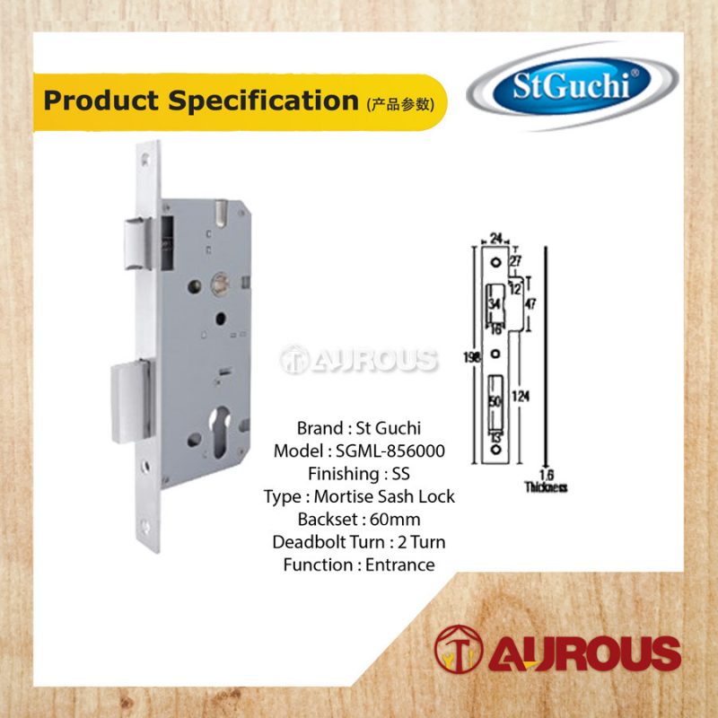 ST GUCHI MORTISE SASH LOCK 60MMx85MM SGML-856000/SS - Aurous | Tick ...