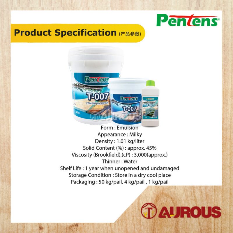 PENTENS WP PRIMER T-007 CEMENT MODIFIER (1KG) - Aurous | Tick Hong Hardware