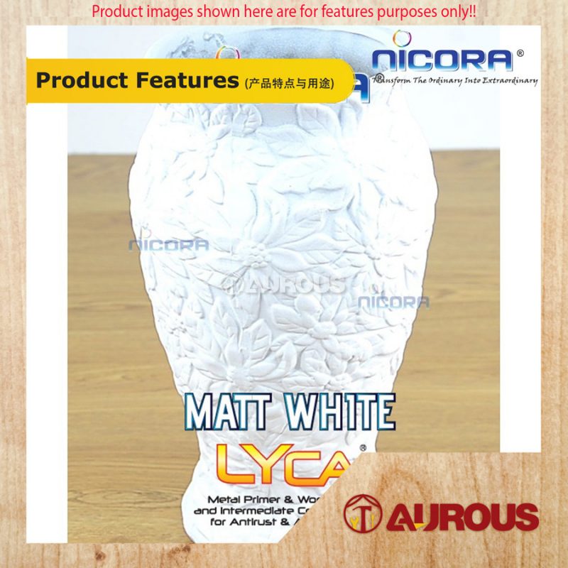 NICORA LYCA MATT WHITE PAINT ( 1 LITRE ) - Aurous | Tick Hong Hardware