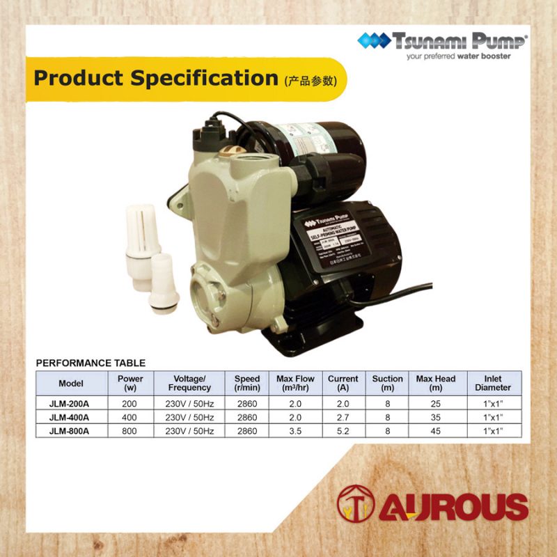 TSUNAMI AUTOMATIC SELF PRIMING JET PUMP (JLM200A/JLM400A/JLM800A ...