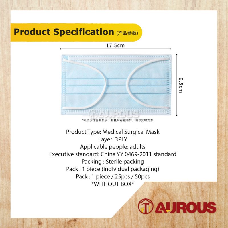 (25/50 PCS) 3 PLY STERILE DISPOSABLE MEDICAL SURGICAL FACE MASK ...