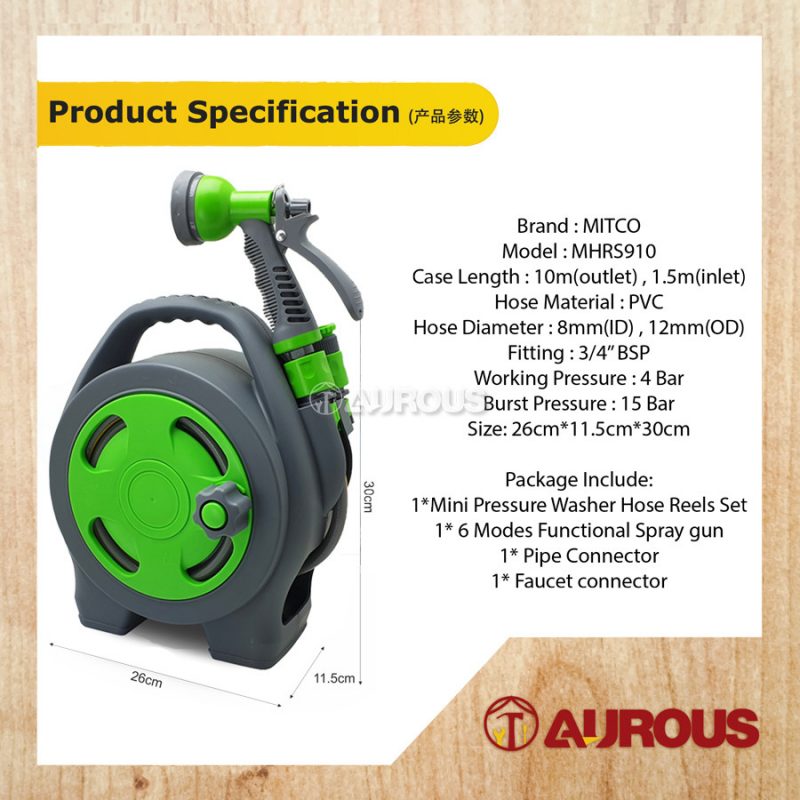 MITCO SAKURA SERIES HAND HELD PORTABLE GARDEN HOSE REEL SET C/W GARDEN ...
