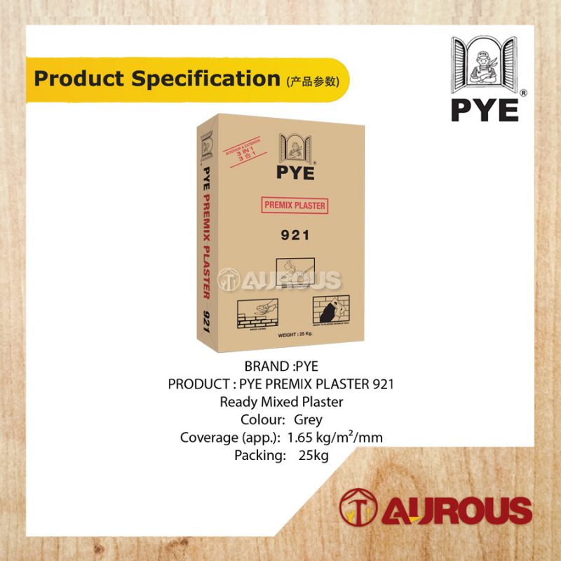 PYE PREMIX PLASTER CEMENT 921 / SIMEN SIAP CAMPUR (25KG) - Aurous ...