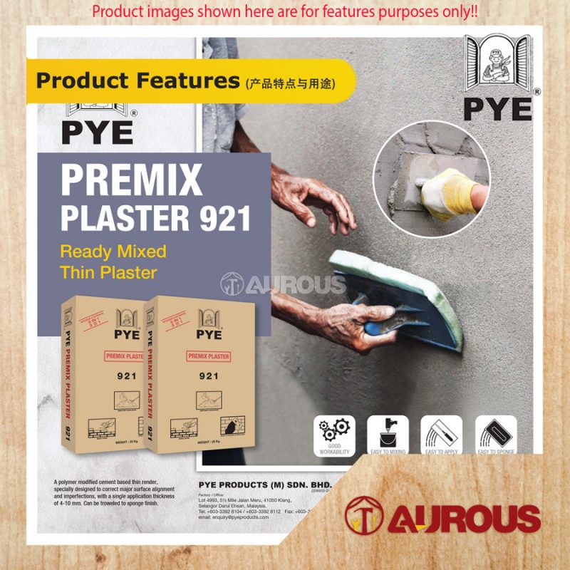 PYE PREMIX PLASTER CEMENT 921 / SIMEN SIAP CAMPUR (25KG) - Aurous ...