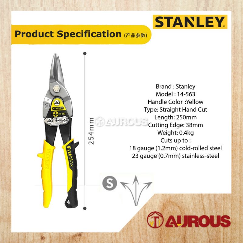 STANLEY FATMAX MAXSTEEL AVIATION SNIPS STRAIGHT CUT 254MM/10'' (14-563 ...