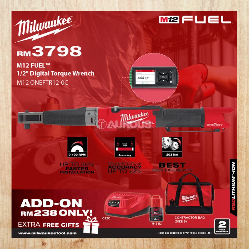 MILWAUKEE M12 FUEL 1/2'' ONE KEY SYSTEM DIGITAL TORQUE WRENCH (M12 ...