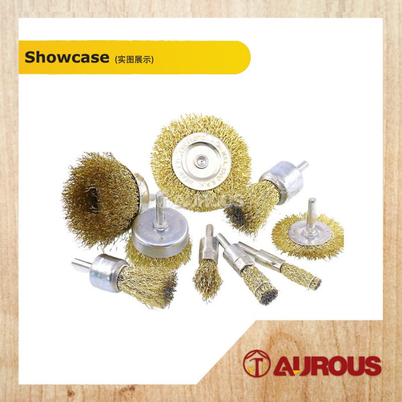 12PCS SET COPPER STEEL WIRE MINI CUP BRUSH STRAIGHT BRUSH WHEEL BRUSH ...