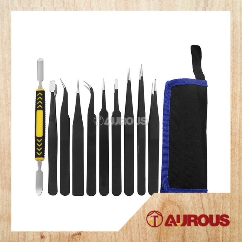 10 IN 1 ELECTRONIC STAINLESS STEEL TWEEZER MINI TONGS PICKER SET WITH ...