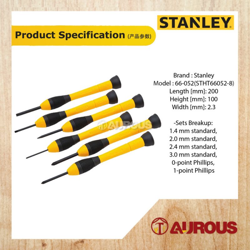 STANLEY 6 PCS INSTRUMENT PRECISION SCREWDRIVER SET 66-052 (STHT66052-8 ...