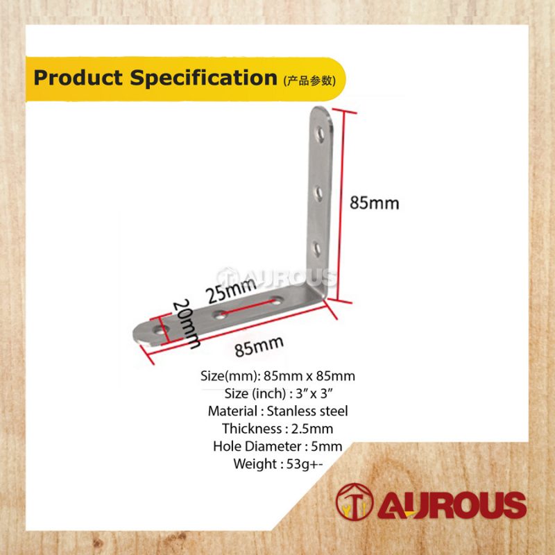 1 PIECE - STANLESS STEEL L BRACKET ANGLE BRACKET (1 1/2'' - 5 ...