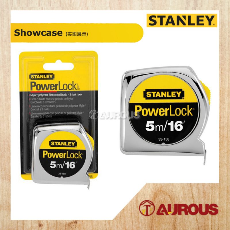 STANLEY POWER LOCK MEASURING TAPE (5M/16FT 33-158 , 8M/26FT 33-428 ...