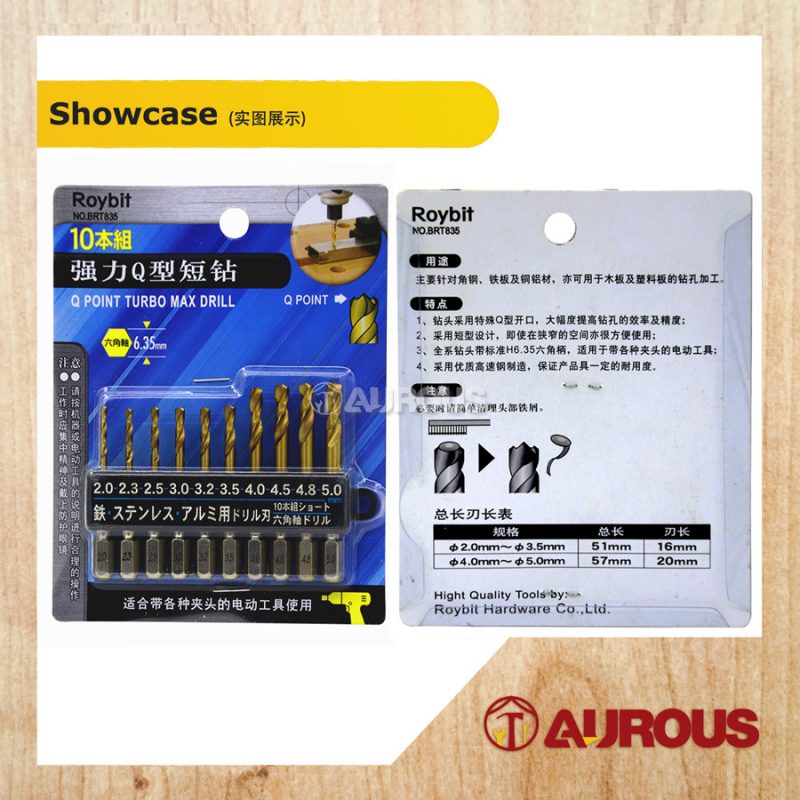 ROYBIT HEX SHANK 6MM Q POINT HSS METAL DRILL 10PCS BIT SET 2MM-5MM ...