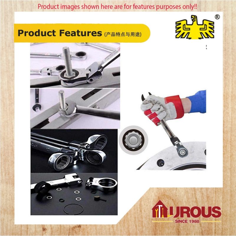 BESTIR COMMON RING SPANNER C/W ONE SIDE FLEXIBLE RATCHET 10-23MM ...
