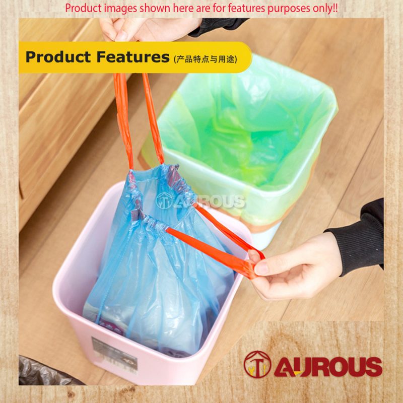 1 ROLL-DRAWSTRING TRASH GARBAGE BAG WITH STRING HANDLE 45CM X 50CM ...