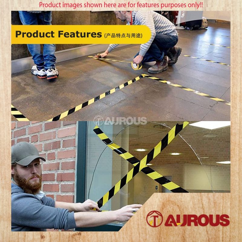YELLOW/BLACK CAUTION HAZZARD TAPE SELF ADHESIVE FLOOR MARKING TAPE ...