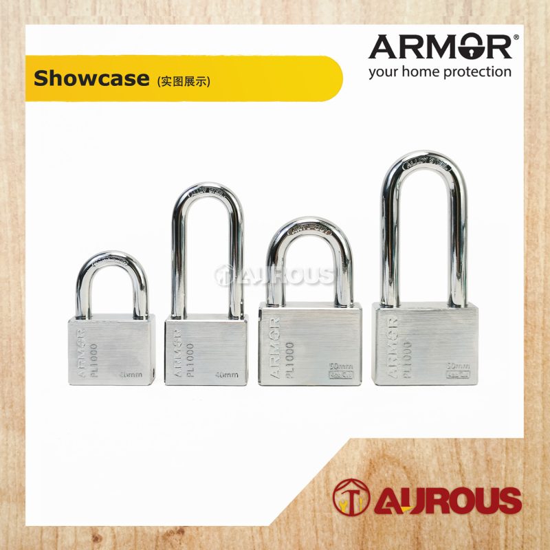 ARMOR 40MM 50MM SOLID BRASS CHROME PLATED ANTI CUT PADLOCK ( APL-1000 ...