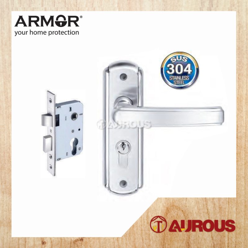 ARMOR STAINLESS STEEL 304 MORTISE LEVEL HANDLE LOCKSET (ALM-4550/1606 ...