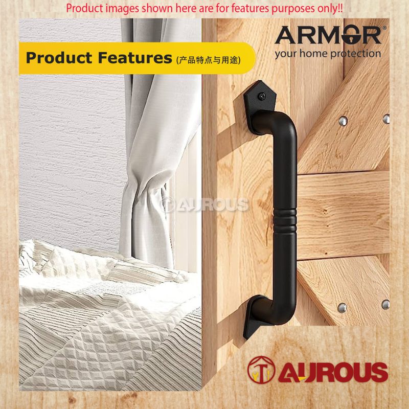 ARMOR BARN DOOR PULL HANDLE (APH-202/233/MB) - Aurous | Tick Hong Hardware