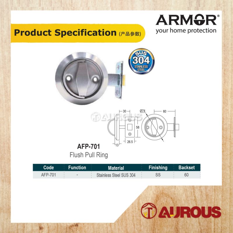 ARMOR STAINLESS STEEL SUS304 FLUSH PULL RING DOOR HANDLE WITH LATCH ...