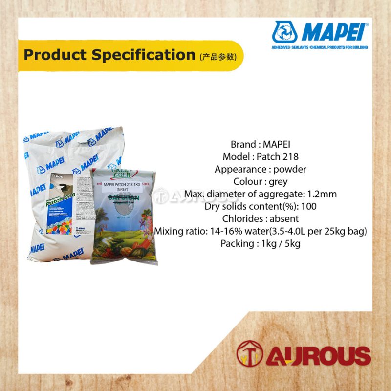 MAPEI MAPEGROUT PATCH 218 CEMENT SIMEN TAMPAL LUBANG 1KG/5KG [GREY ...