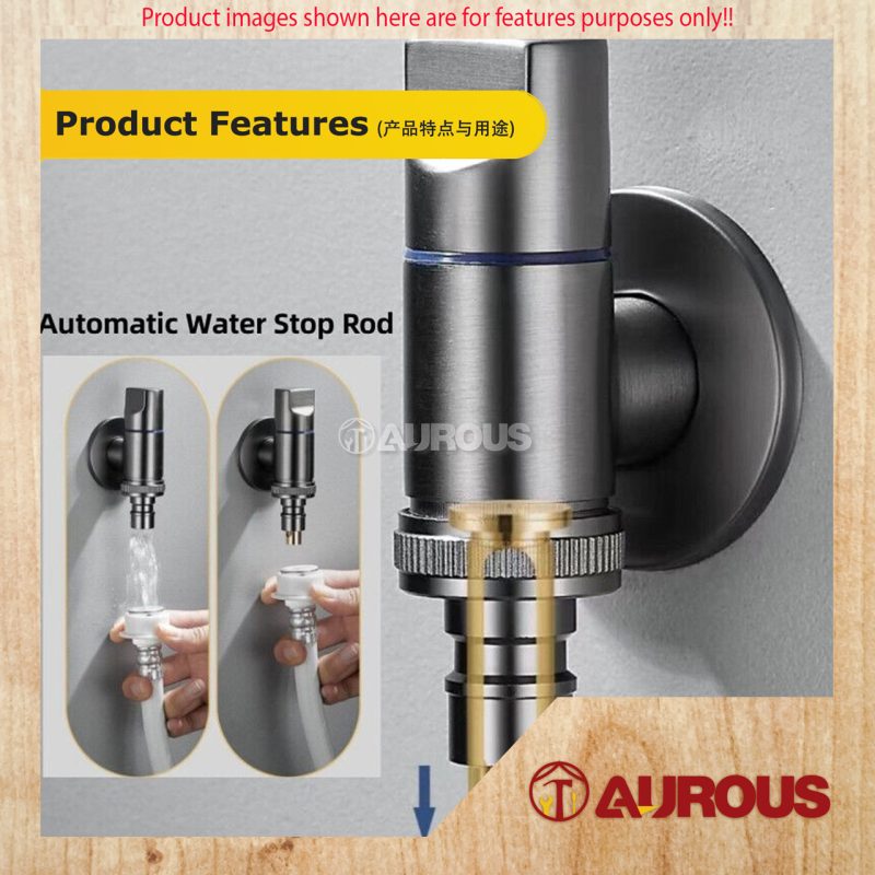 1/2 INCH WASHING MACHINE FAUCET WATER AUTO-STOP QUICK OPENING ANGLE ...