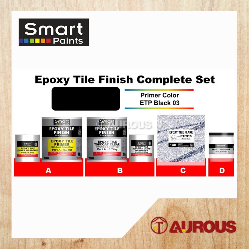 SMART EPOXY TILE FINISH COMPLETE SET (PRIMER ETP BLACK 03 + TOPCOAT ...