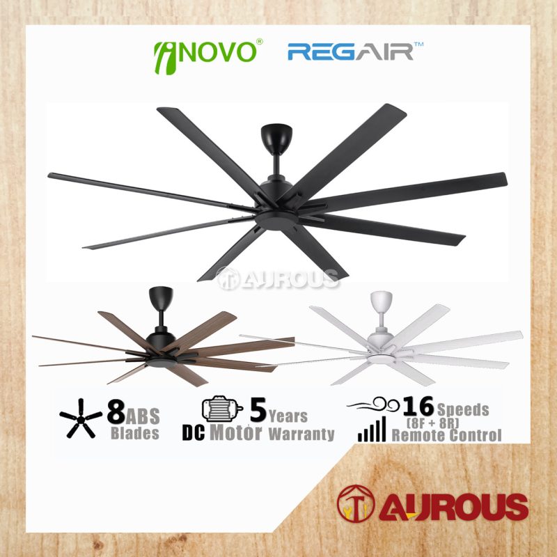 REGAIR INOVO TITANIUM 72'' CEILING FAN 8 BLADES WITH DC MOTOR 8+8 SPEED ...